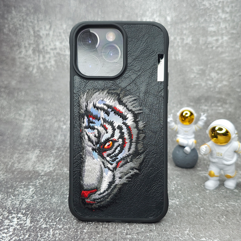 3D Nimmy Black Cover for iPhone 14 Pro Max featuring Embroidered Lion ...